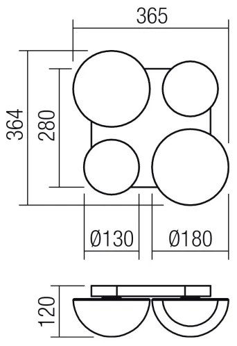Redo 01-4333 - LED Stropní svítidlo LUMIEN 4xLED/26W/230V 2700/3000K CRI90 černá