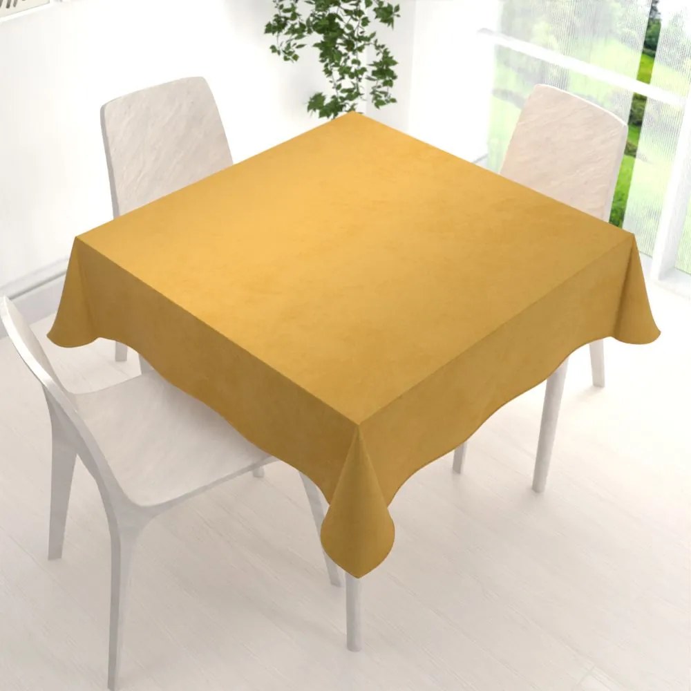 Biante Velký sametový čtvercový ubrus Velvet Premium SVP-009 Hořčicový 240x240 cm