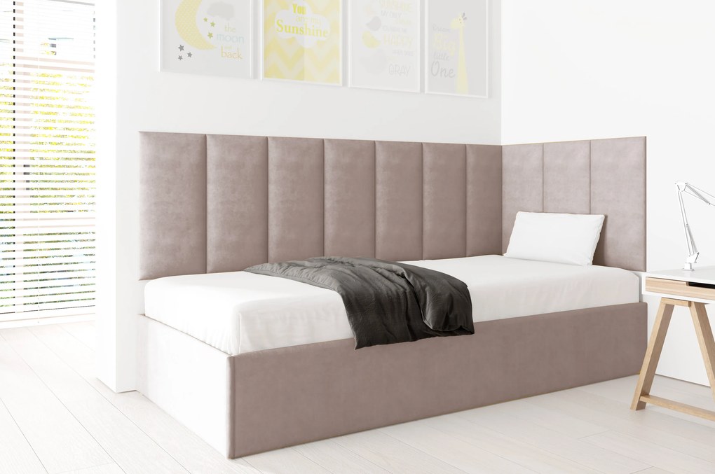 Eka Čalouněná postel Lucy s čalouněnými panely ZDARMA - 90x200 cm Barva látky Trinity: Krémově bíla (Trinity 2301)