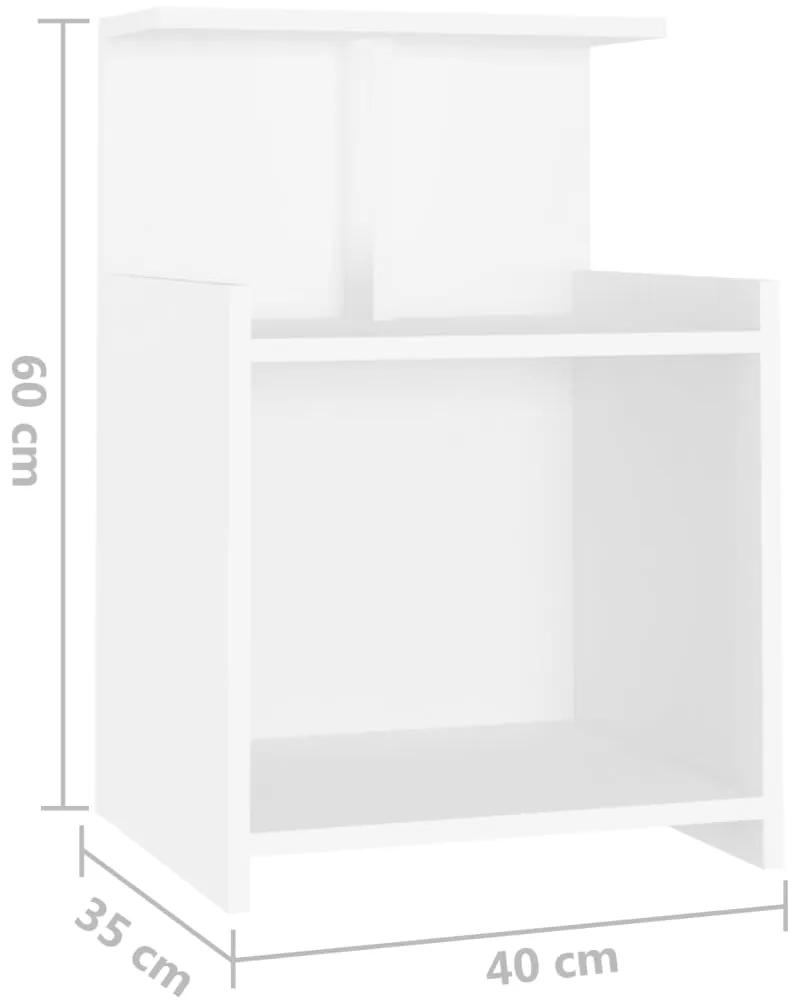 Noční stolek bílý 40 x 35 x 60 cm dřevotříska