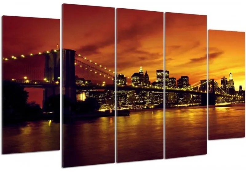 CARO Obraz na plátně - Brooklyn Bridge And Manhattan At Sunset 150x100 cm