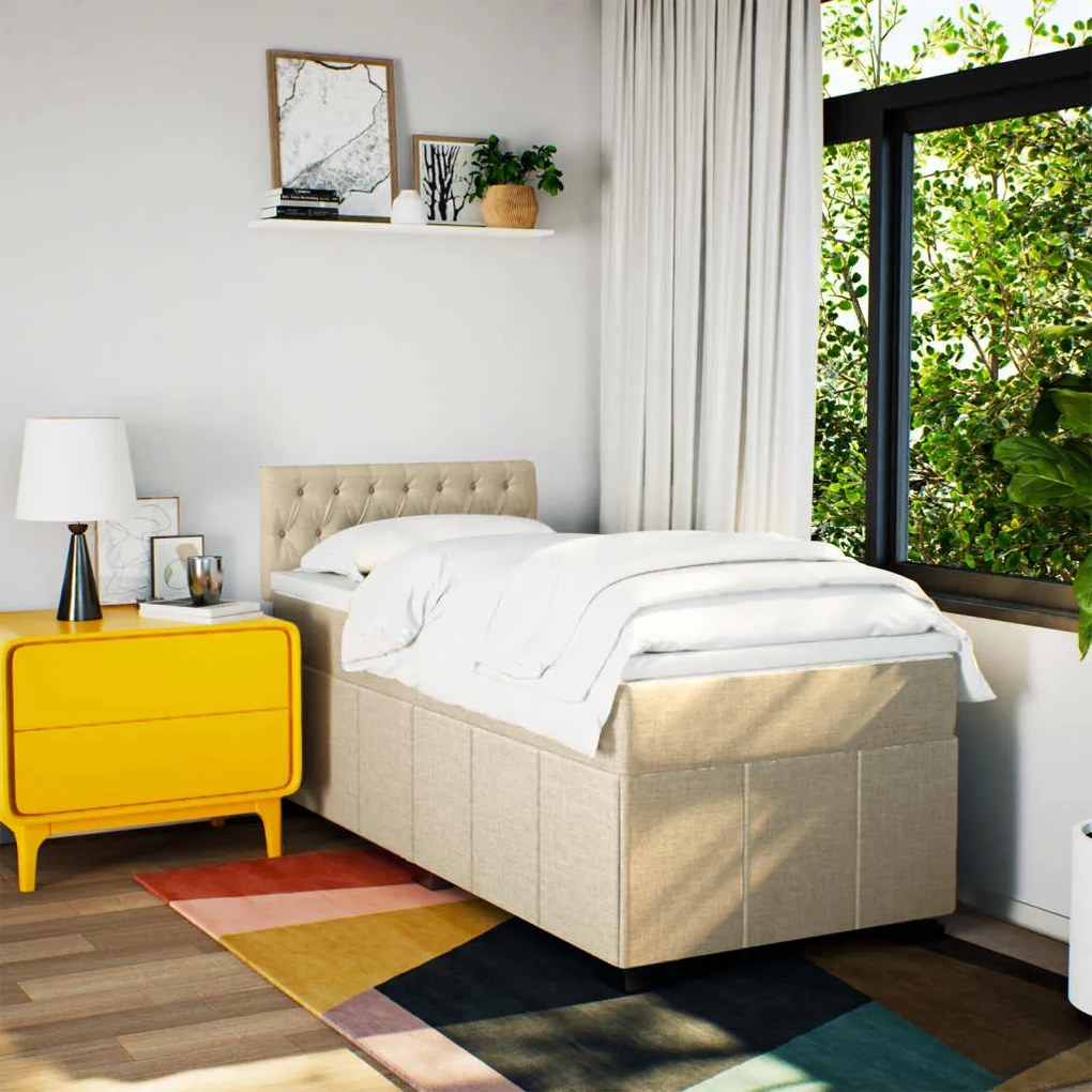 Box spring postel s matrací krémová 80 x 200 cm textil 3286907