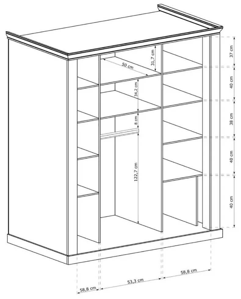 Antica K | šatní skříň A183 | 185 cm | kraft zlatý