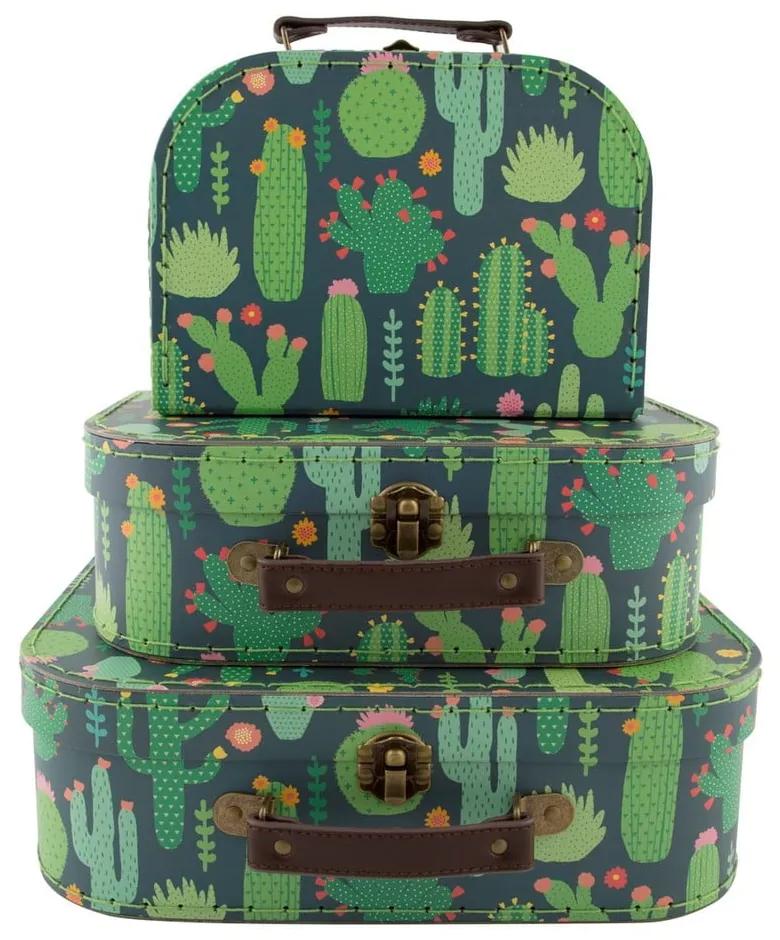 Sada 3 dětských kufříků Sass & Belle Cactus