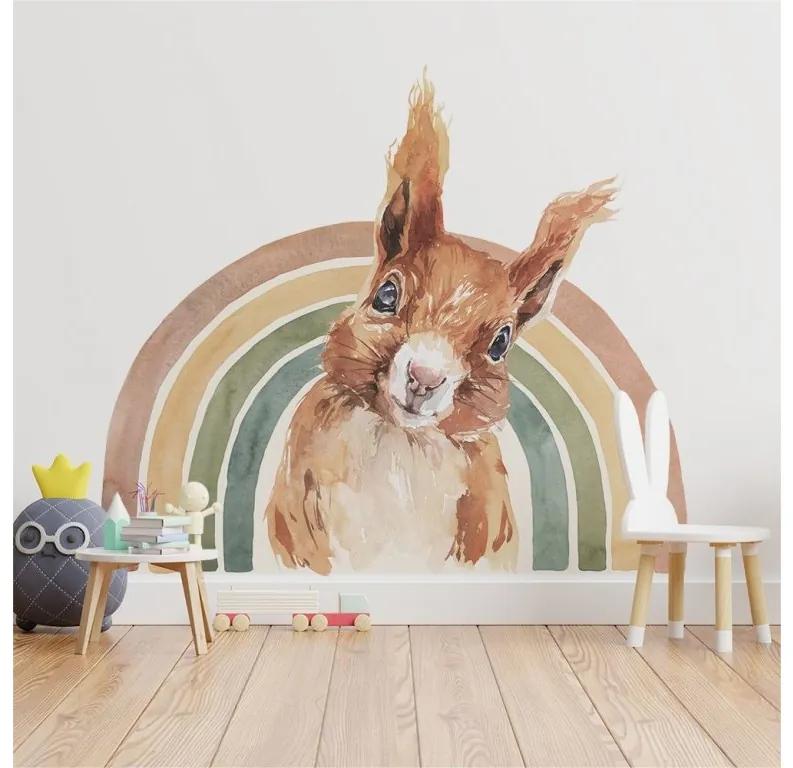 Gario Dětská nálepka na zeď Rainbow animals - veverka Barva: A, Rozměry: 98 x 85 cm
