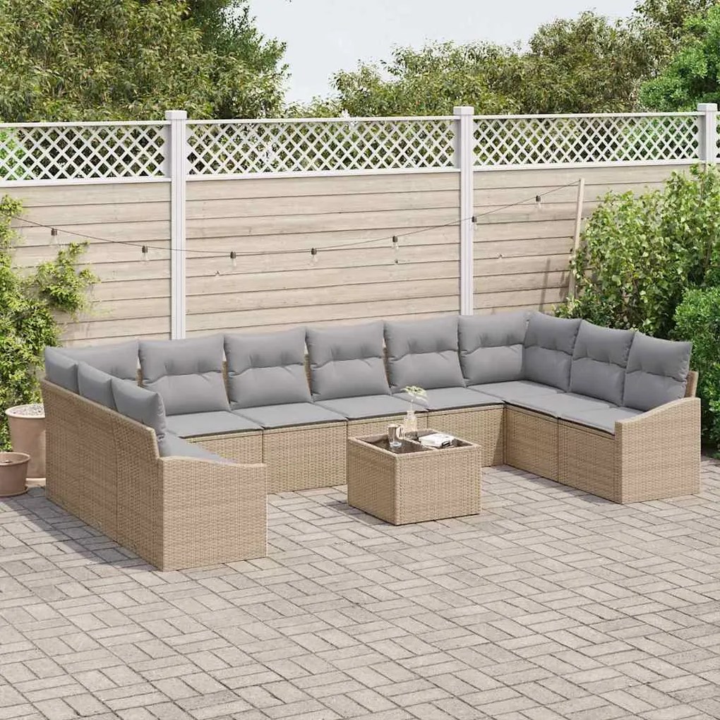 Set pohovek 11 ks Béžová polyratan 3346910