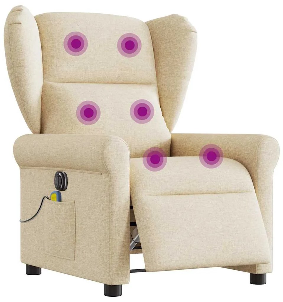 Elektrické masážní polohovací křeslo krémové textil 3303372