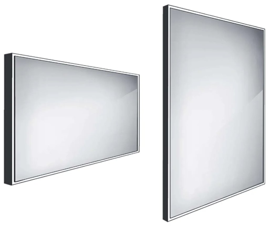 Nimco Zrcadla - Zrcadlo s LED osvětlením, 120x70 cm, hliník/černá ZPC 13006-90