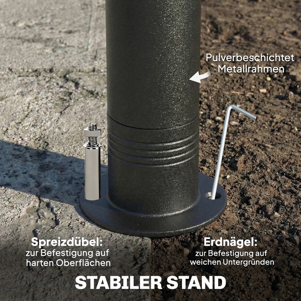 Pavilon 3x3m Vodoodpudivá stáj Zimovzdorný zahradní pavilon se stahovacím horním rámem Dvojitá střecha Tmavě šedá barva