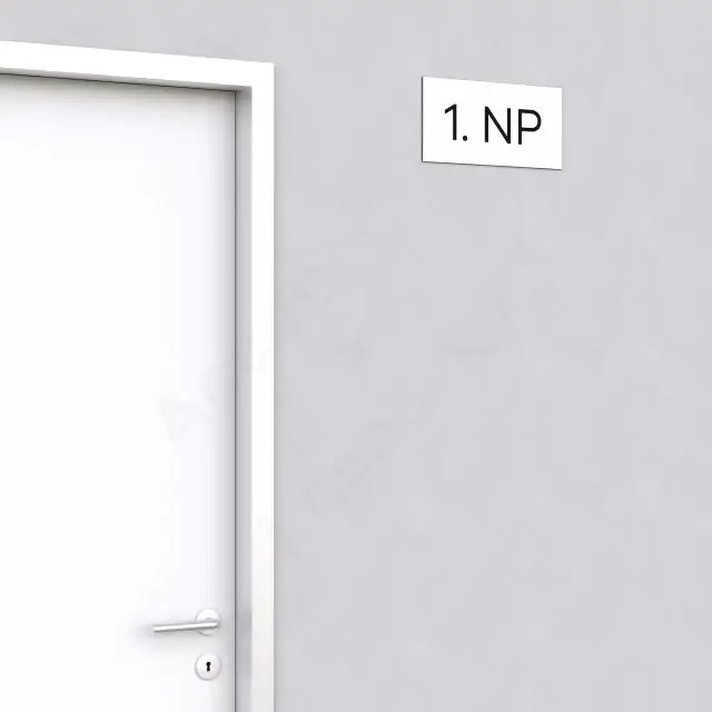 ACCEPT Označení podlaží "1. NP" - stříbrná tabulka - černý popis