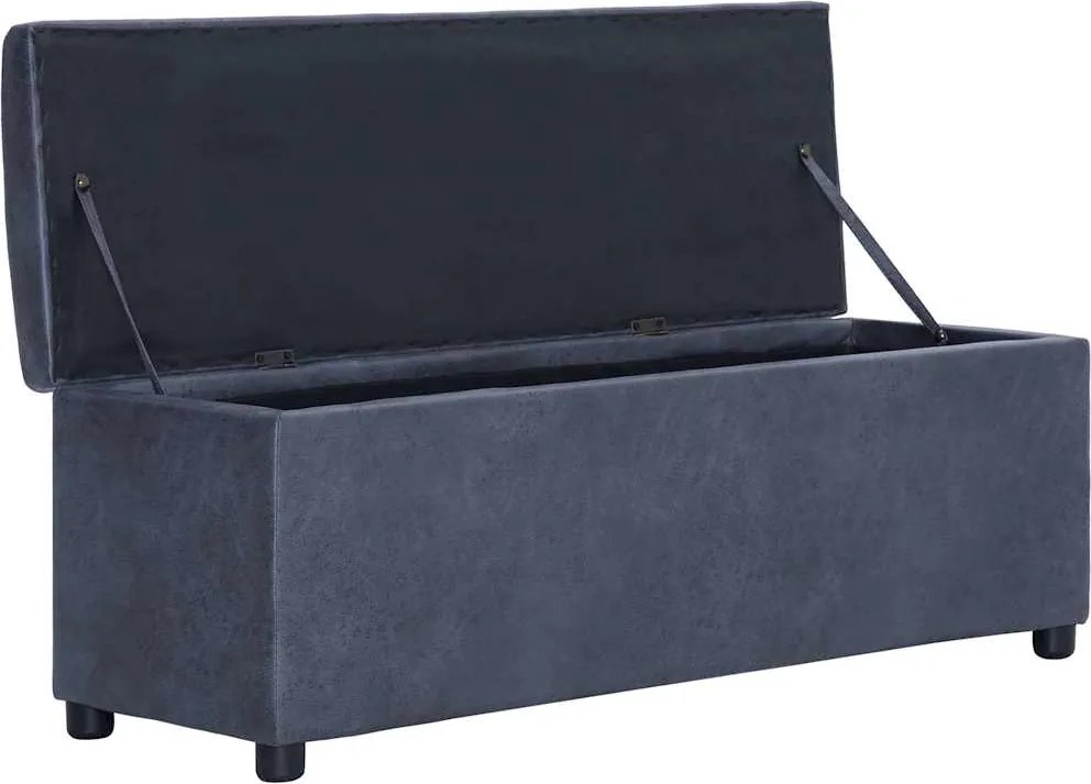 Lavice s úložným prostorem 116 cm šedá umělá broušená kůže 281316