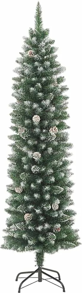 Umělý štíhlý vánoční strom Zelená a bílá 210 cm 3395311