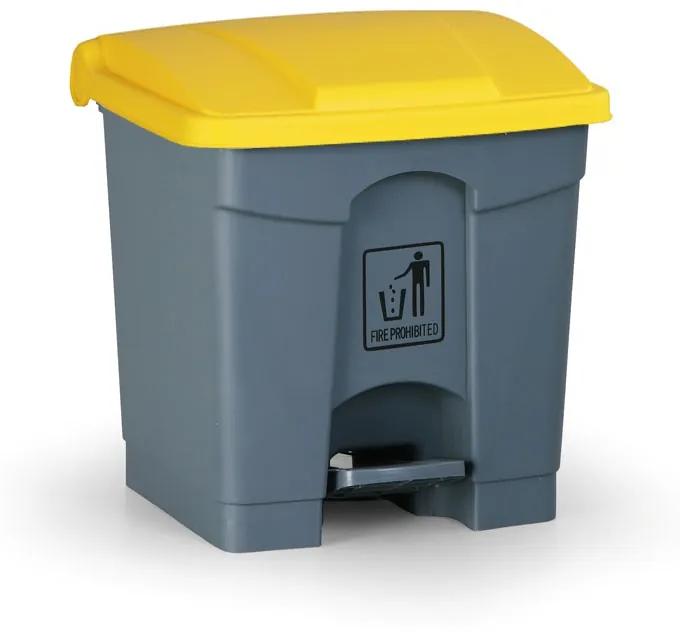 Nášlapný víceúčelový koš na odpadky, 30 L, 350 x 400 x 340 mm, žlutá