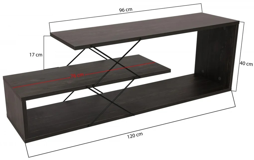 TV stolek Zigzag 120 cm tmavě hnědý