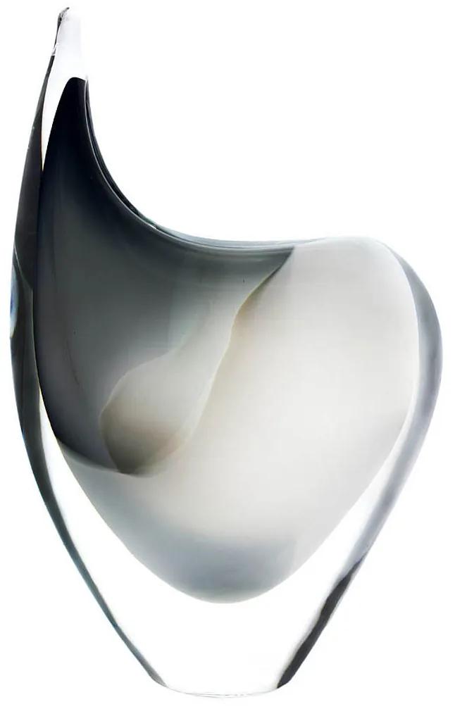 Skleněná váza hutní 06, opálově bílá a kouřově černá, 22 cm | České hutní sklo od Artcristal Bohemia