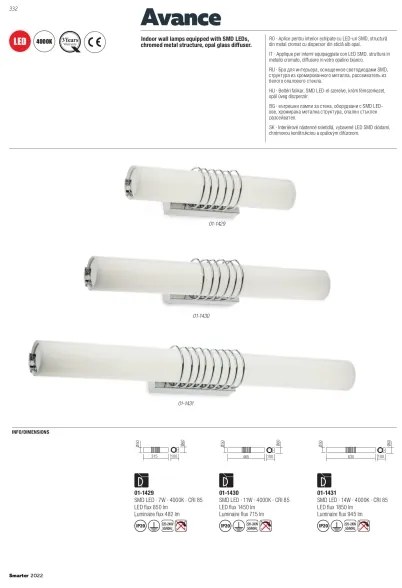 Redo 01-1431 - LED Nástěnné svítidlo AVANCE LED/14W/230V 63 cm bílá