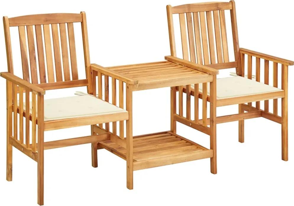 vidaXL Zahradní židle s čajovým stolkem a poduškami 2ks akáciové dřevo [3061277] Barva: Červená