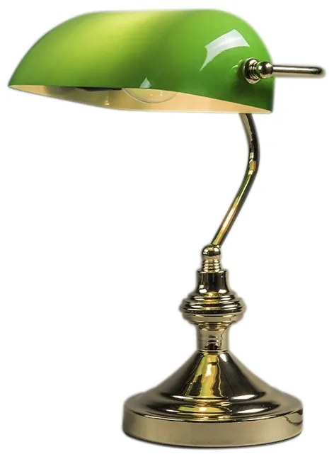 Klasická stolní lampa/lampa notáře mosazná se zeleným sklem - Banker Biano.cz