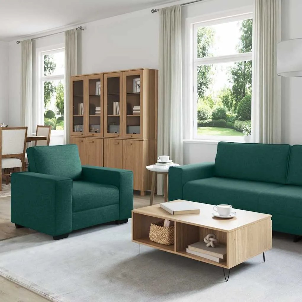 3dílná sedací souprava s poduškami tmavě zelená textil 3324654