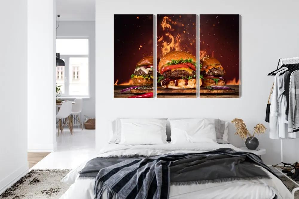 Vícedílný obraz Chutné Hamburgery Nedostatek Nedostatek Přírodní plátno 60x40