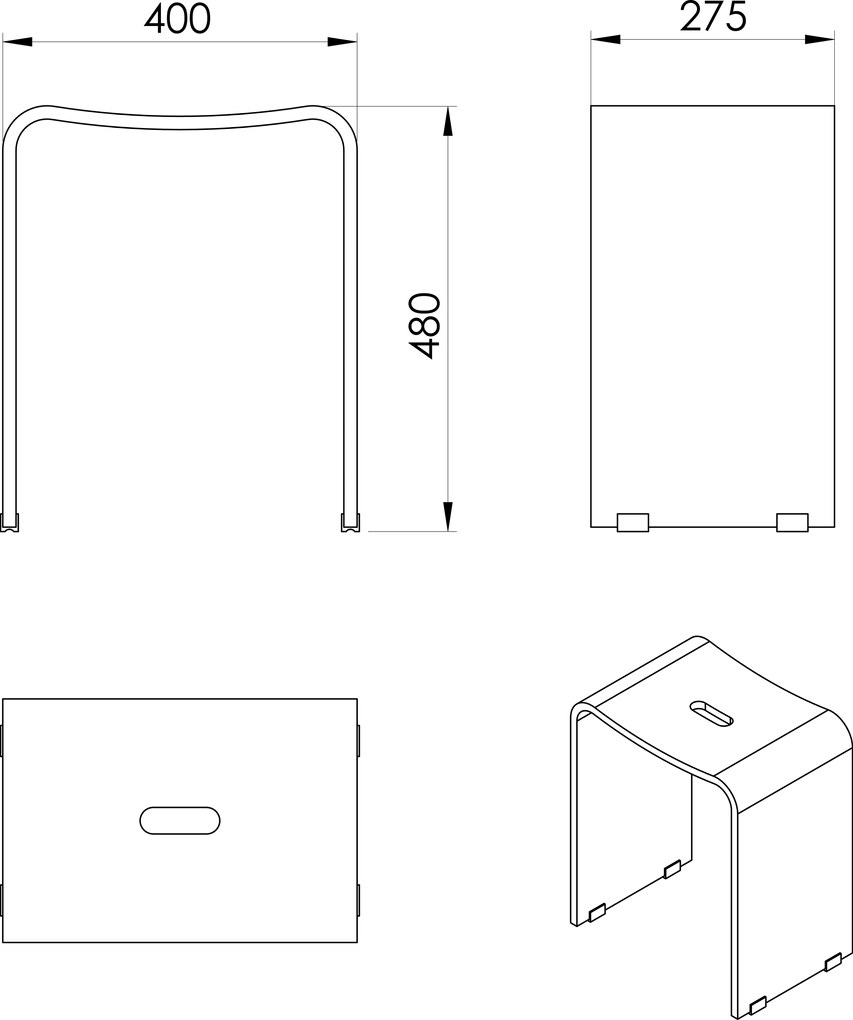 Ridder Trendy koupelnová stolička 40 x 48 x 27,5 cm černá mat 13211110