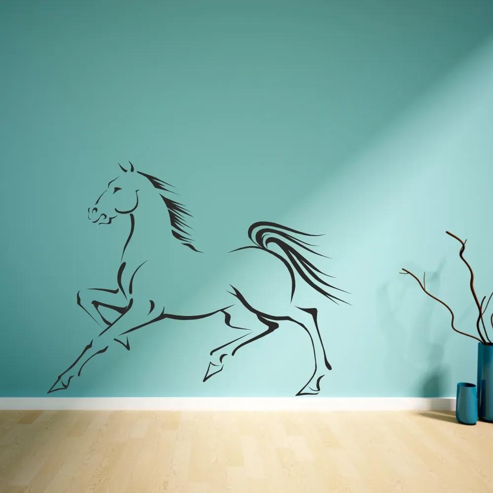 WALLVINIL Samolepky na zeď - Sprint horse Barva: Šedá tmavá, Velikost: 60x46 cm, Pravá / Levá: Pravá (dekorace směřuje/dívá se doprava)