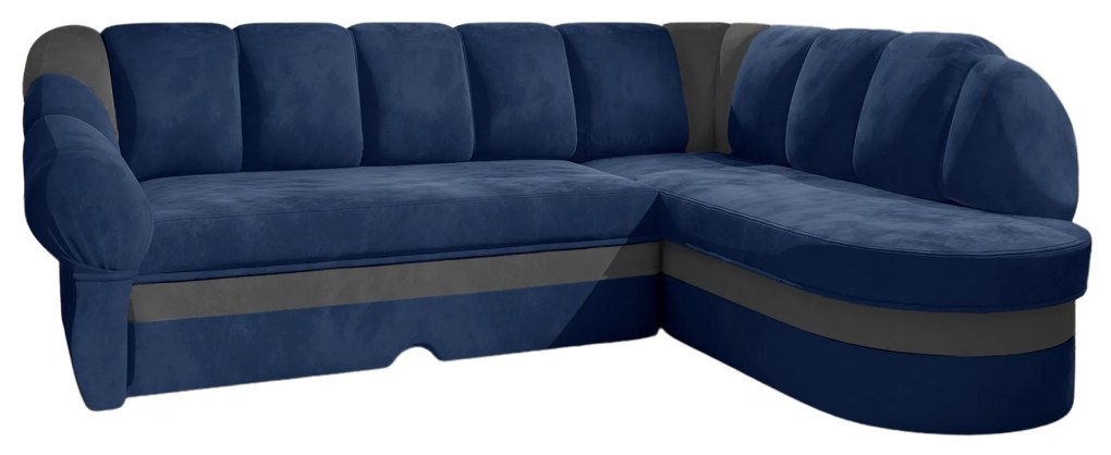 Rozkládací rohová sedačka BENANO DELUXE modrá / šedá