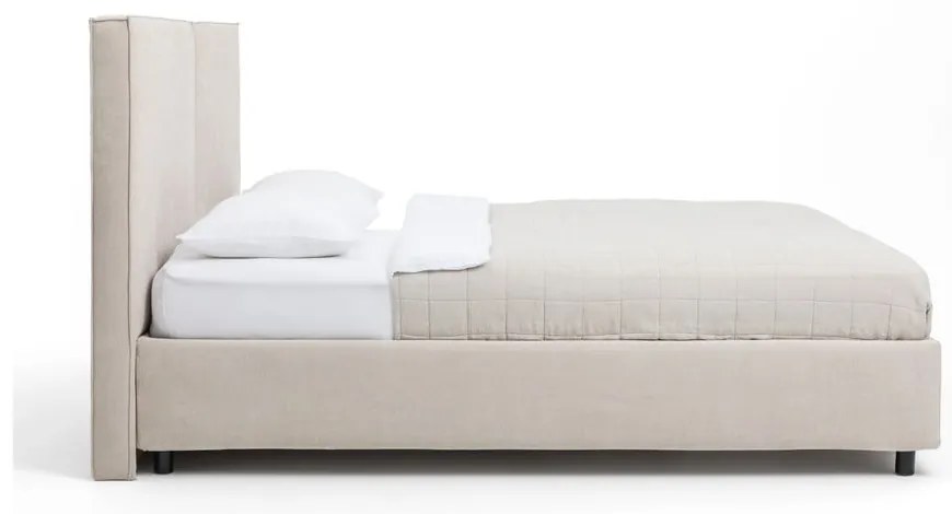 Béžová čalouněná dvoulůžková postel s úložným prostorem s matrací/s roštem 160x200 cm Myra Bold – Bonami Selection