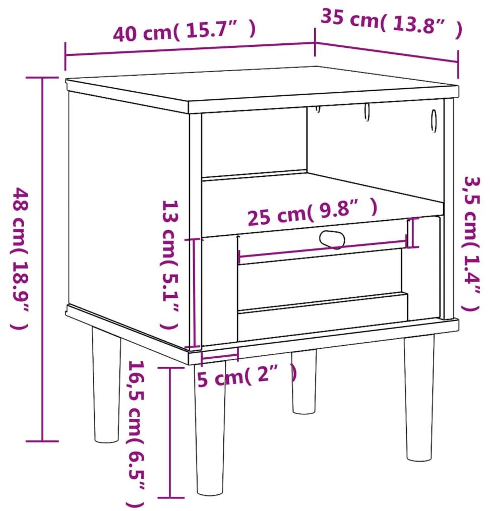 Noční stolek SENJA ratanový vzhled hnědý 40x35x48 cm borovice - Default Title