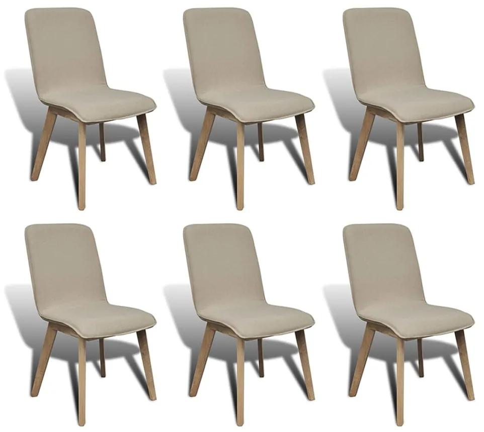 Jídelní židle 6 ks béžové textil a masivní dubové dřevo - Default Title