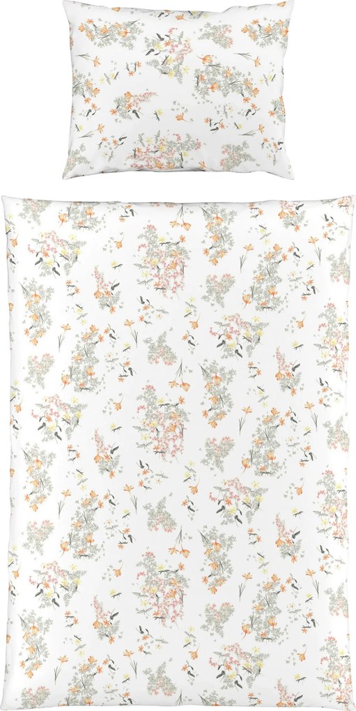XXXLutz POVLEČENÍ, makosatén, oranžová, bílá, světle šedá, světle zelená, 140/200 cm Fleuresse - Povlečení - 003273018901