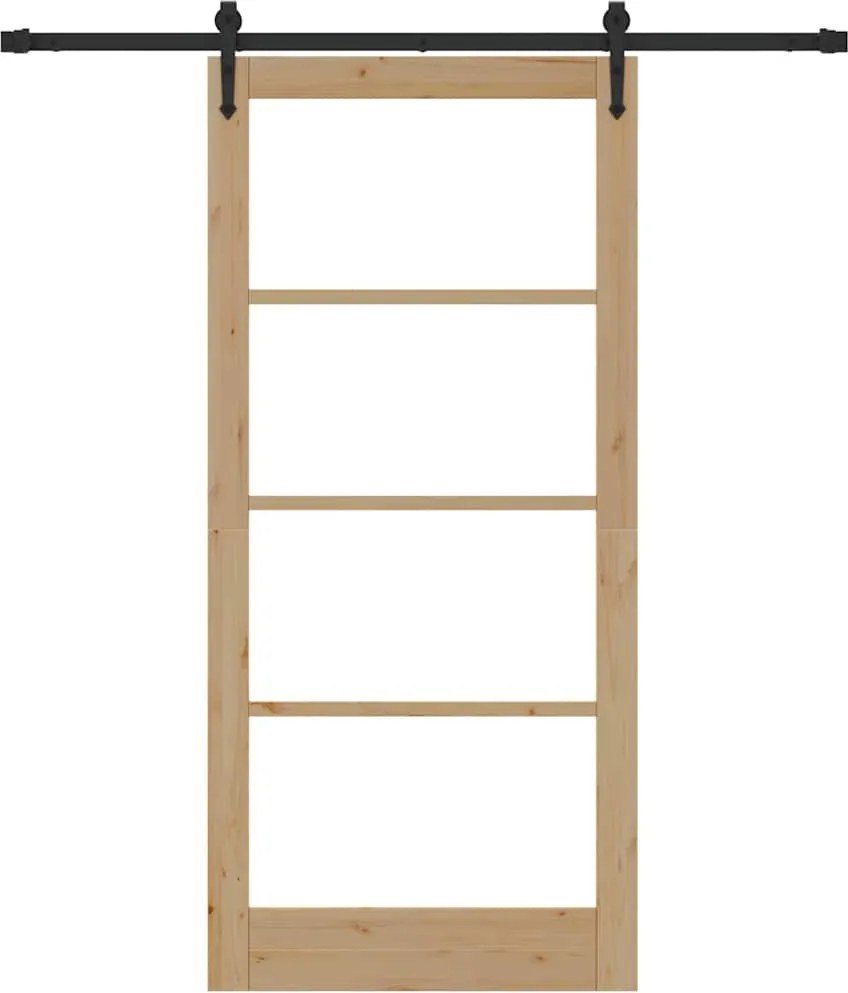 Posuvné dveře 93 x 202 cm Masivní borové dřevo a sklo Přírodní 3332343