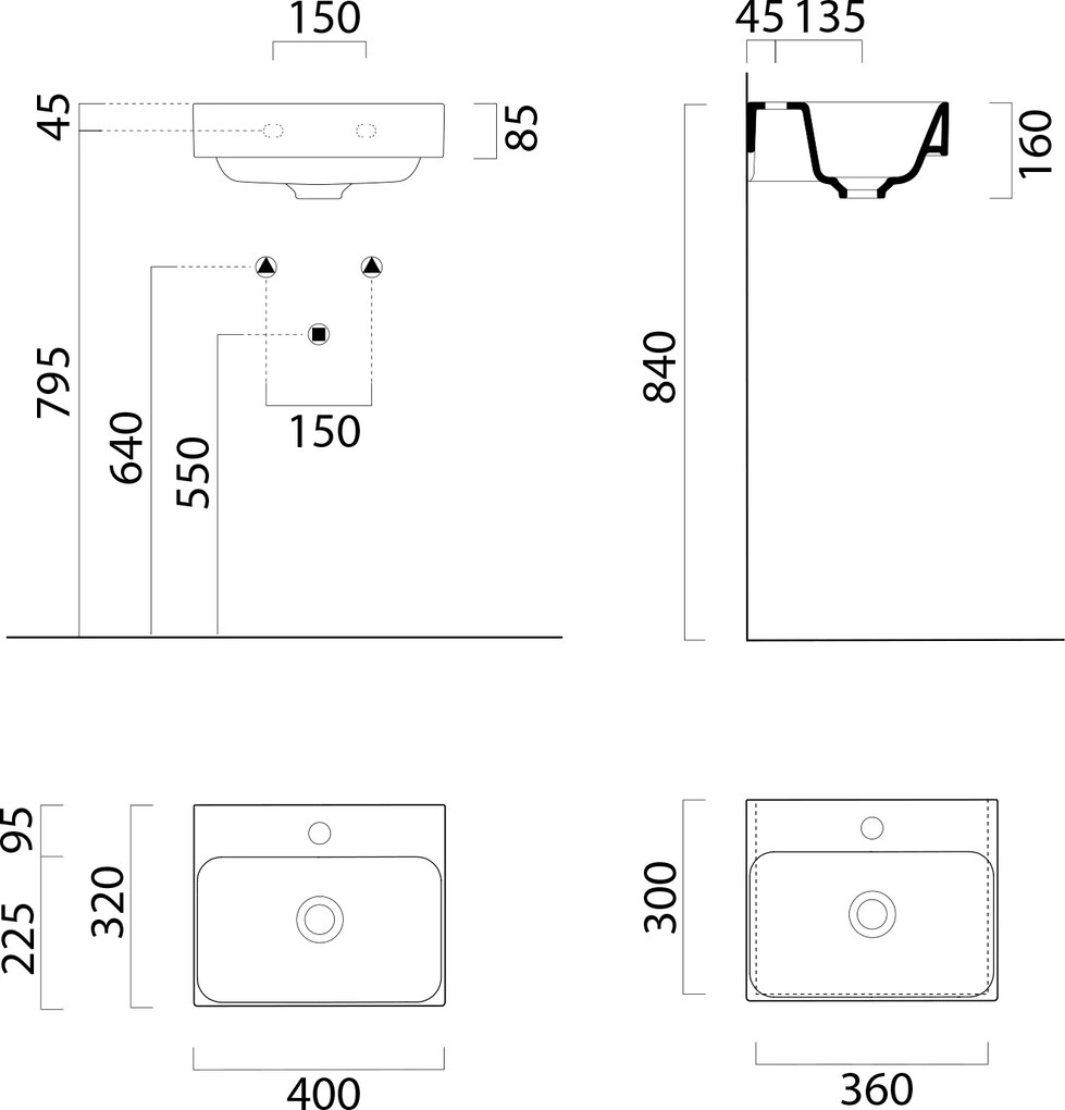 GSI GSI, NUBES keramické umyvadlo 40x32cm, bílá ExtraGlaze, 9684111