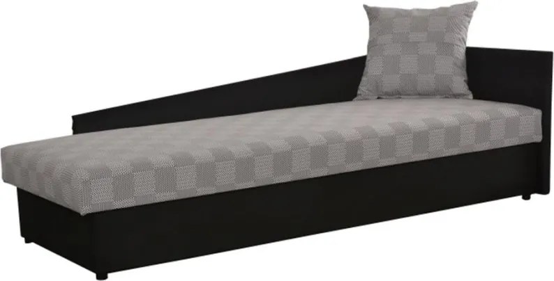 Válenda JUDIT 80x200 s úložným prostorem, pravé provedení, látka Mura černá/vzor M 35 Kondela 0000186819