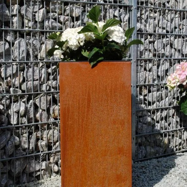 Květináč BLOCK 80, corten, výška 80 cm, hnědý