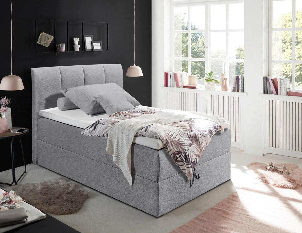 XXXLutz POSTEL BOXSPRING, 120/200 cm, šedá MID.YOU - Jednolůžkové postele - 002220016604