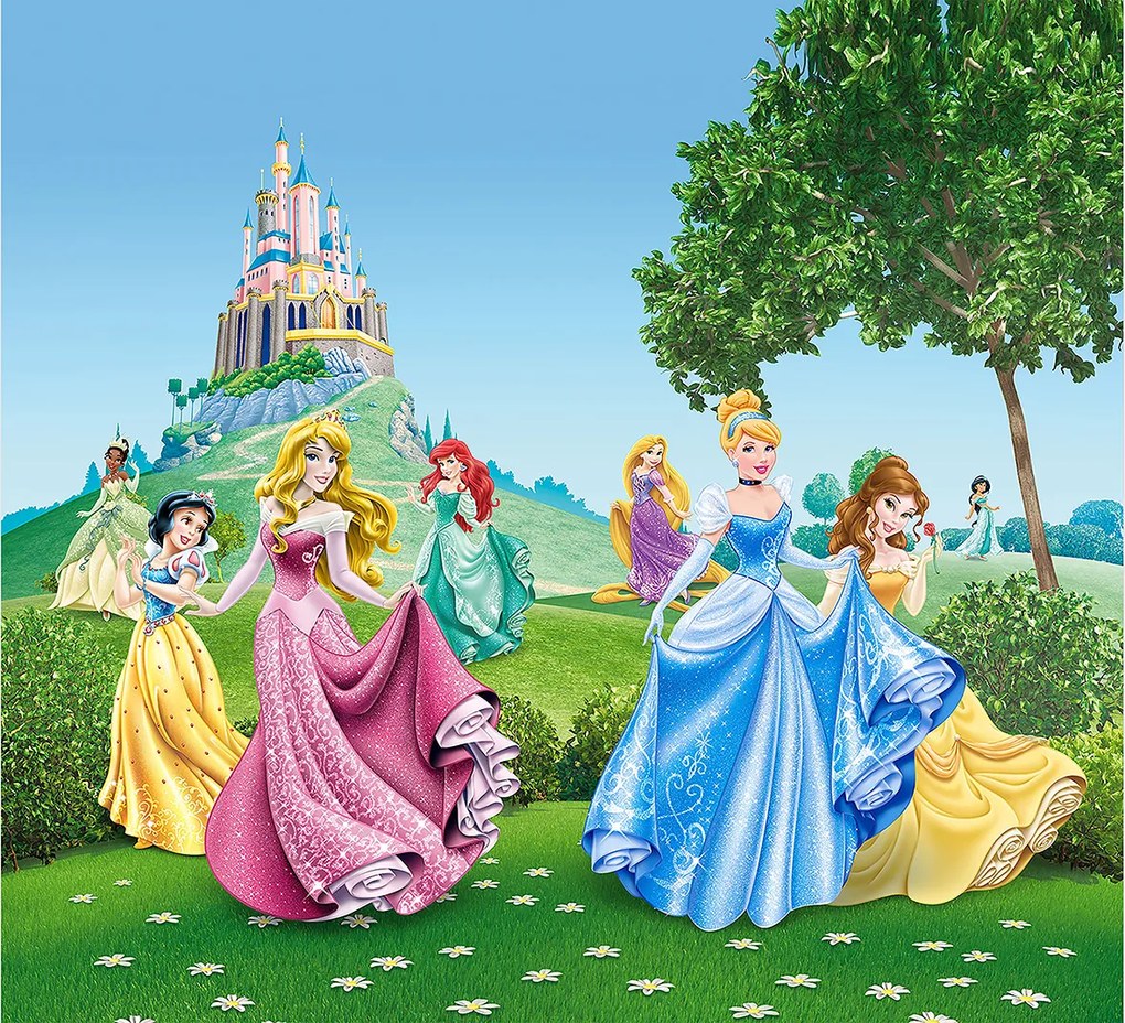 Dětský závěs DISNEY - Princezny na květinové louce - 180x160 cm