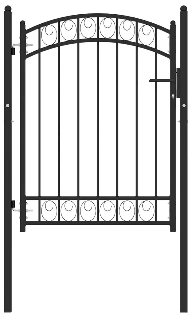Zahradní branka s obloukem ocelová 100 x 125 cm černá