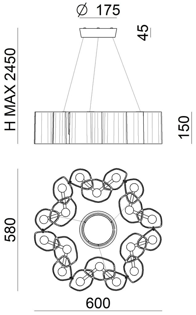Stilnovo Honey_PR, designové závěsné svítidlo, 35W LED 2700K stmívatelné, prům. 58cm