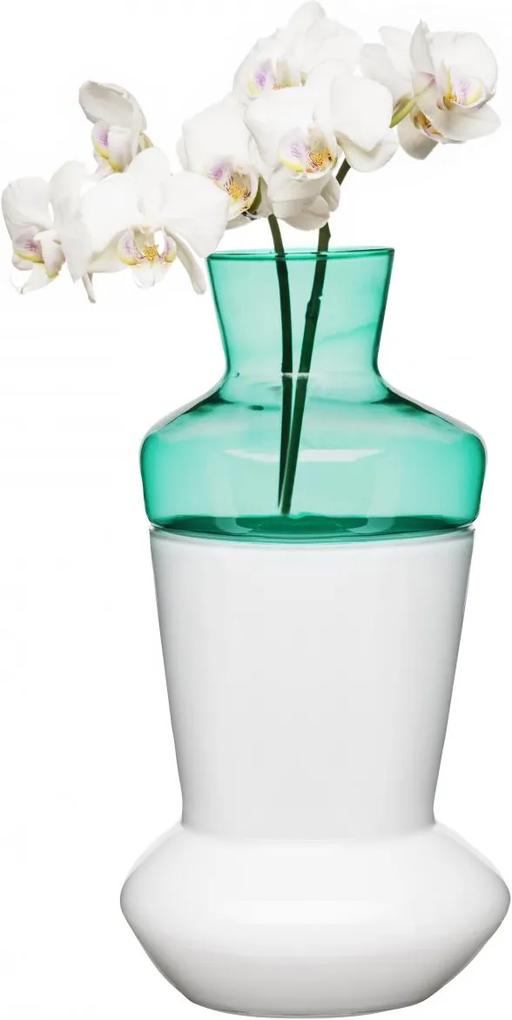 Dvojdílná váza SAGAFORM Duo, bílá/tyrkysová