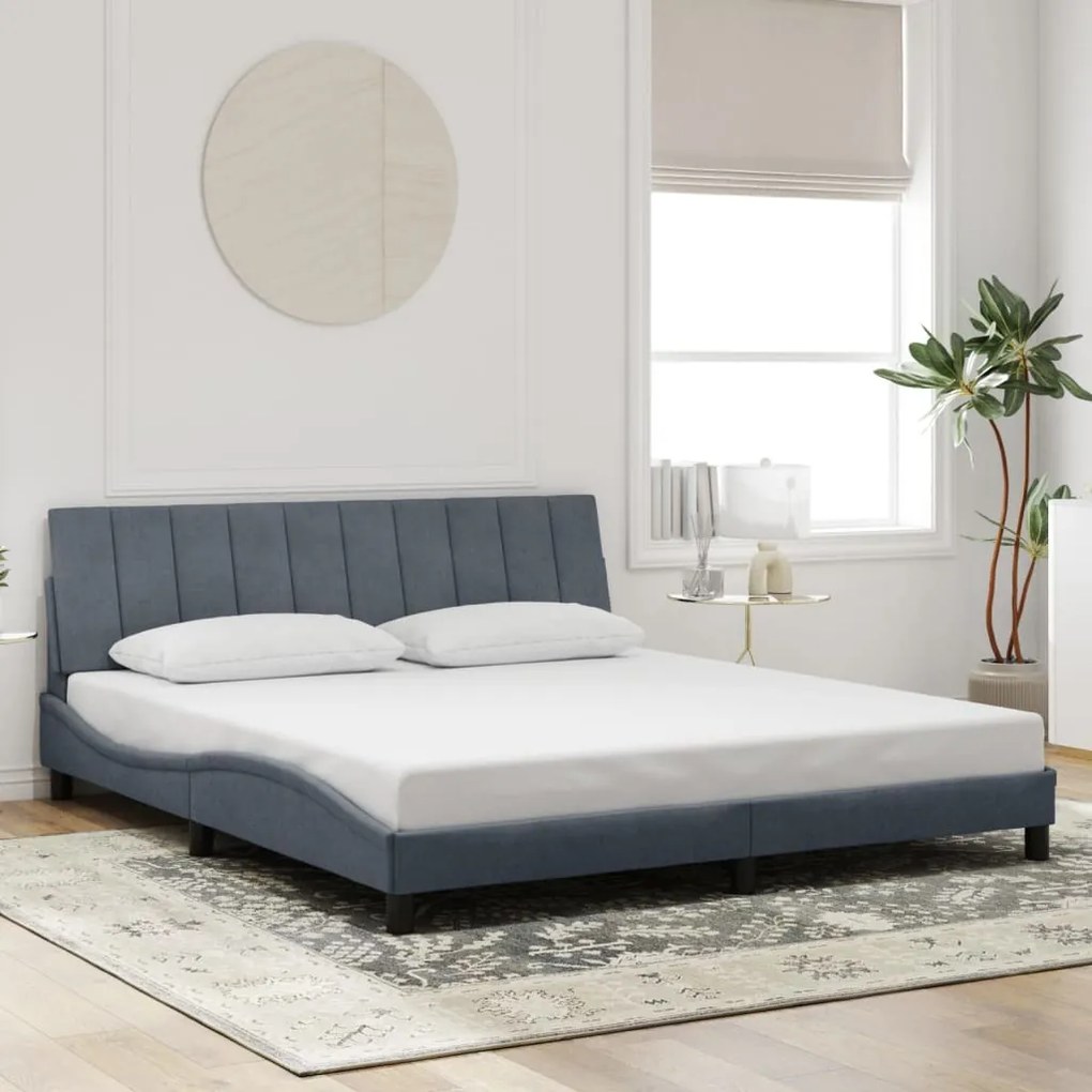Rám postele bez matrace Hanko tmavě šedý 180 x 200 cm samet 3207862