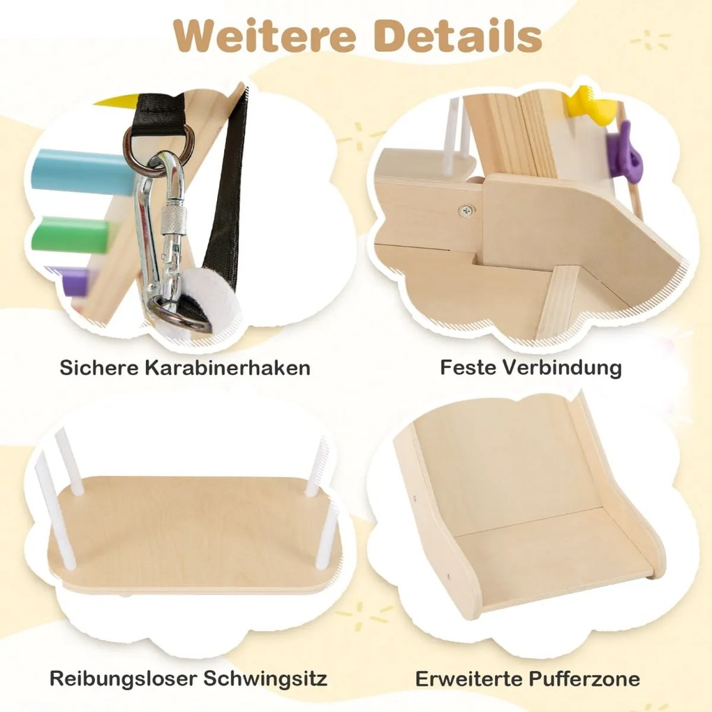 Costway 8-in-1 Gymnastický set v džungli Dřevěné montessori šplhací hračky