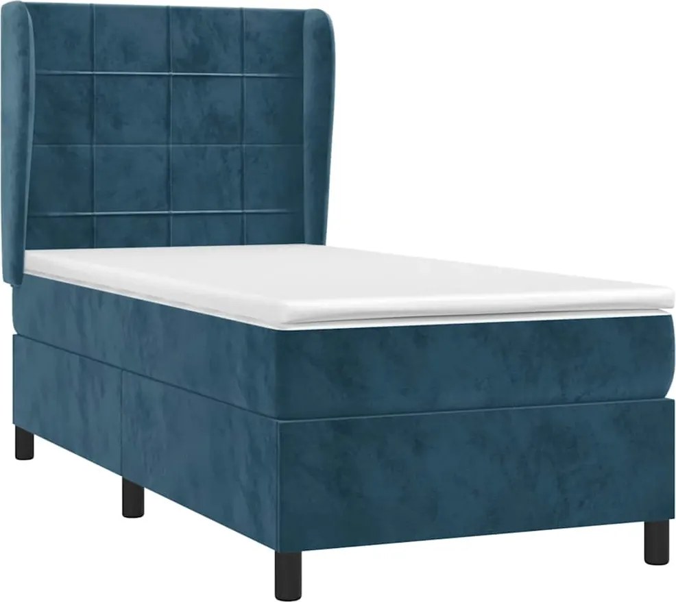 Box spring postel s matrací tmavě modrá 80 x 200 cm samet 3129181