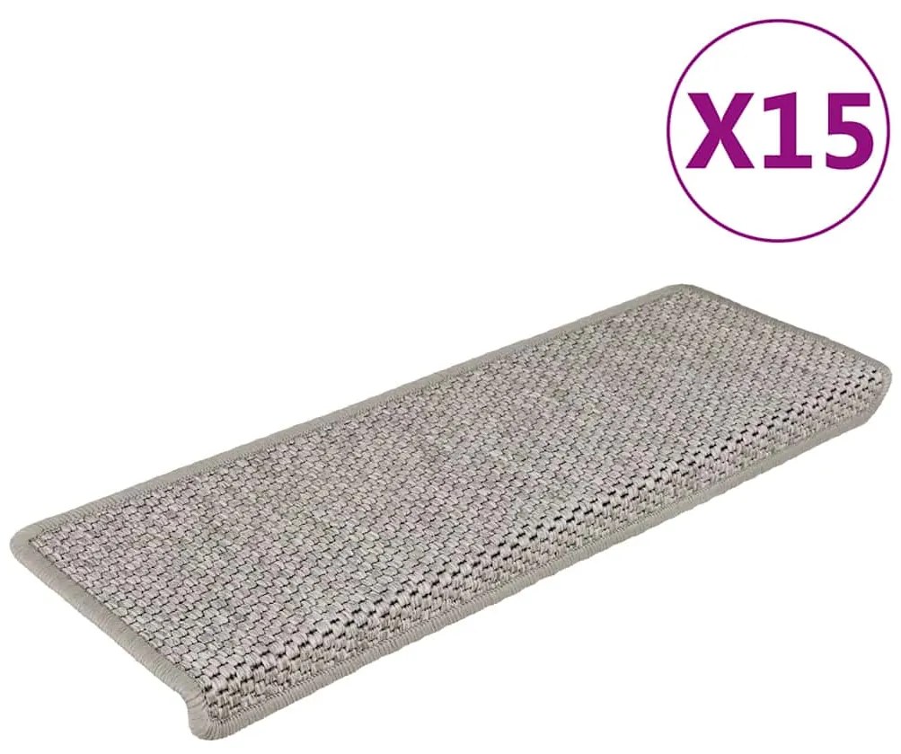 Samolepící nášlapy na schody vzhled sisal 15 ks 65x21x4 cm 326883