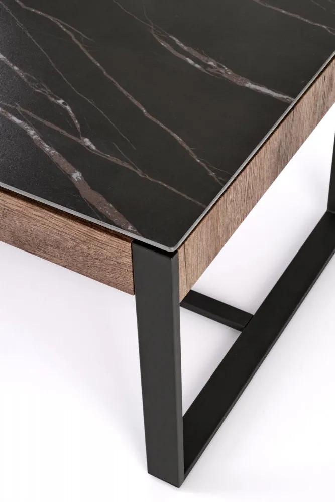 Konferenční stolek- RAMONA- Černý mramor / Ořech