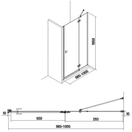 Jika Pure Sprchové dveře 100 cm, pravé, čiré sklo H2544250026681