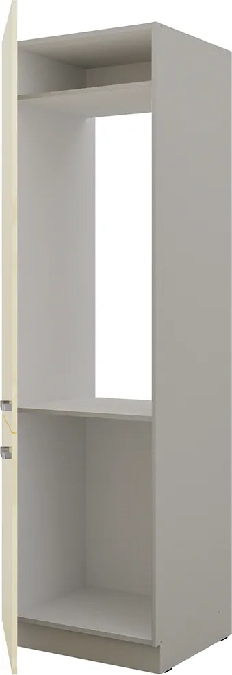 KARMEN | vysoká skříňka 60 LO-210 2F na vestavnou lednici | 60 cm | světle šedá/krémová lesk