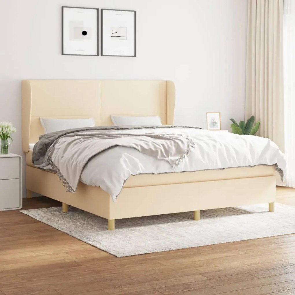 Box spring postel s matrací krémová 180x200 cm textil 3128386
