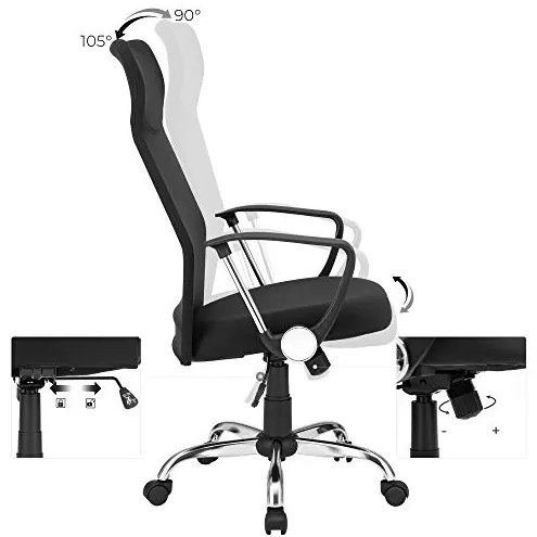 Songmics Ergonomická kancelářská židle, látková, černá OBN034B01
