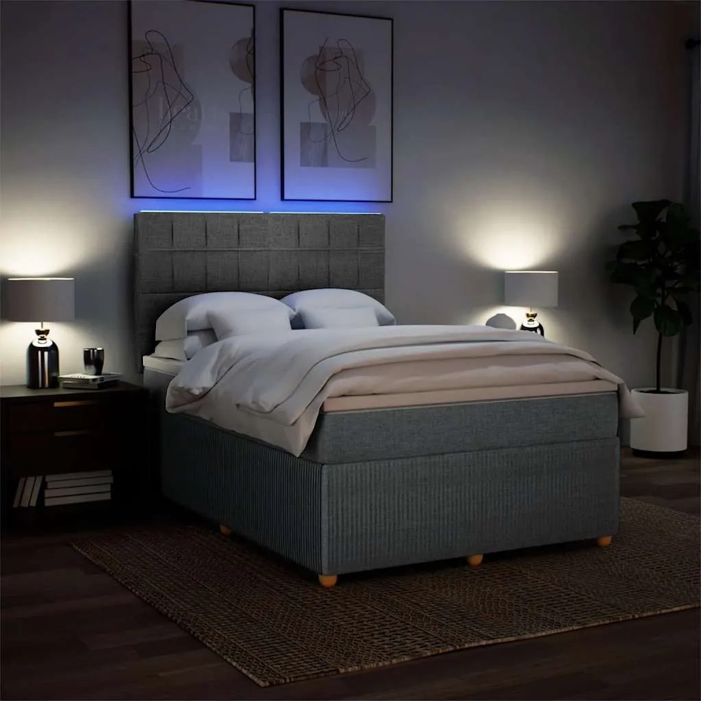 Box spring postel s matrací světle šedá 140 x 200 cm textil 3294379